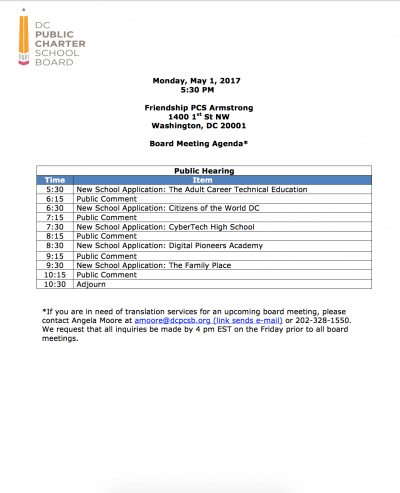 Public Hearing - May 2017 | DC PCSB