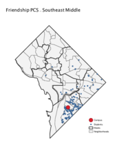 Friendship PCS - Southeast Middle Student Location Map | DC PCSB