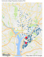 Community College Preparatory Academy PCS Student Location Map | DC PCSB